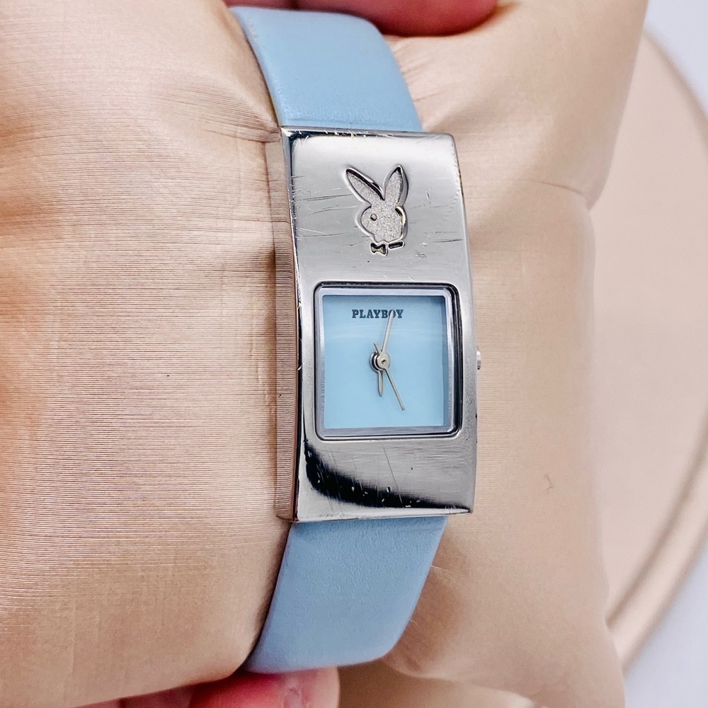 Rare Playboy Bunny Logo Blue Square Watch - Gem